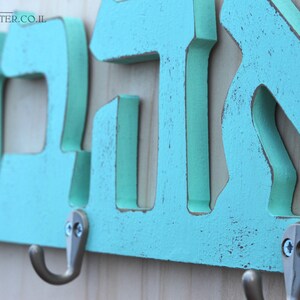 Wooden Hebrew Letter Storage Hook Wall Hanger, Hebrew Wooden Letters ...