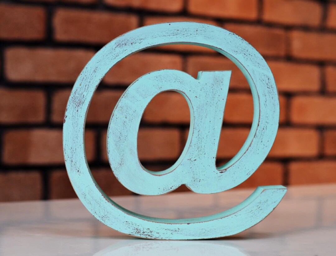 Wooden @ Sign Office Desk Decor, Free Standing at Symbol Gift for ...