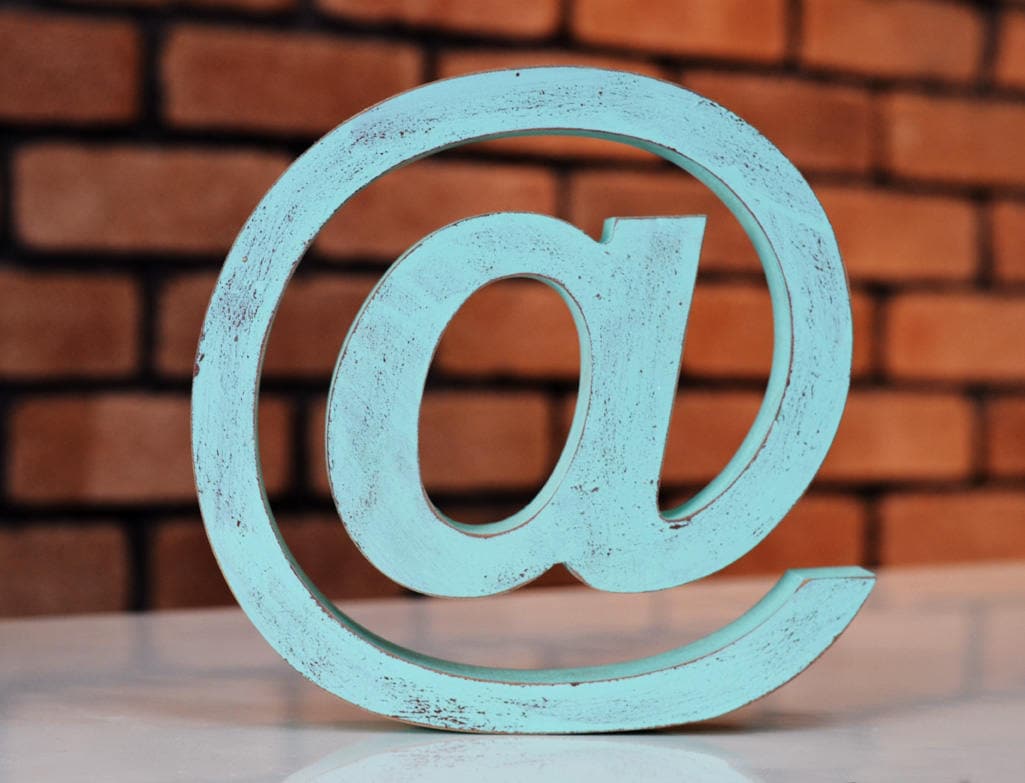 Wooden @ Sign Office Desk Decor, Free Standing at Symbol Gift for ...