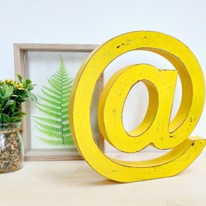 Wooden @ Sign Office Desk Decor, Free Standing at Symbol Gift for ...