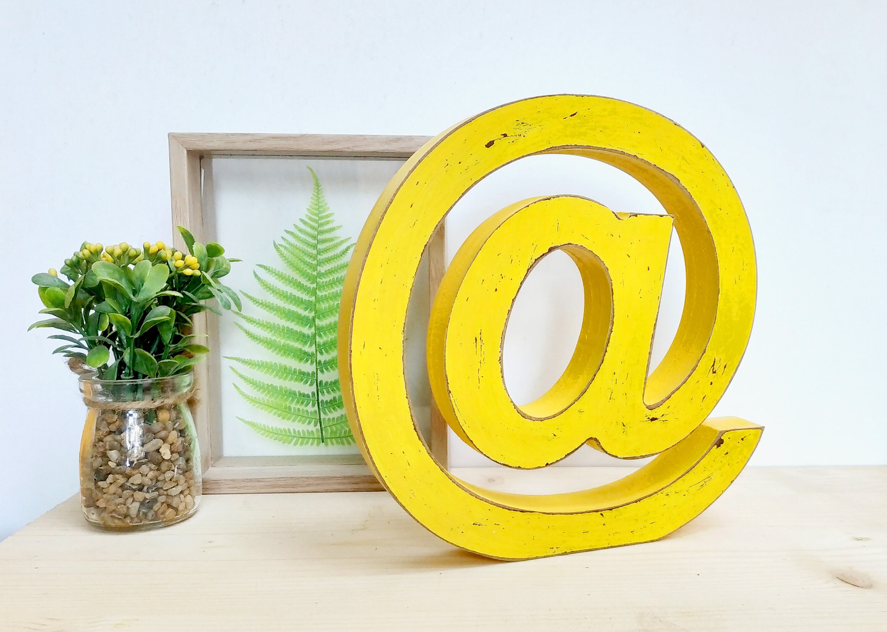 Wooden @ Sign Office Desk Decor, Free Standing at Symbol Gift for ...