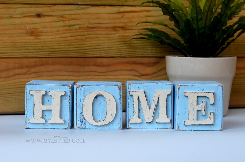 Wood Block Letters HOME, Wooden Block Letters Vintage Country Rustic ...