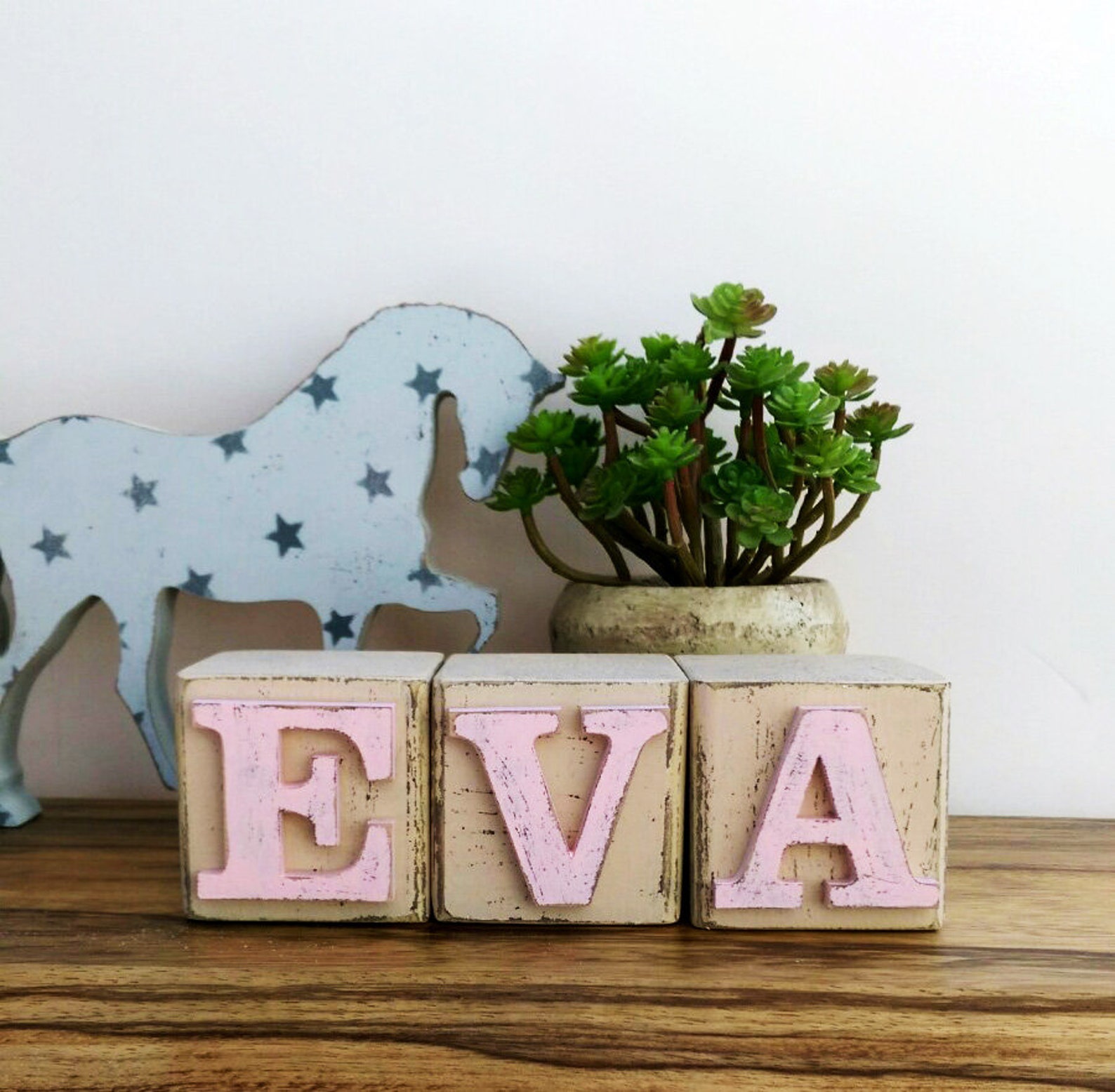 Personalized Letter Blocks Nursery Decor, Wooden Blocks Baby Name ...