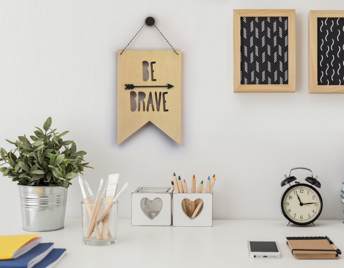 Pennant Wall Flag Pennant Banner Be Brave Pennant Wood | Etsy