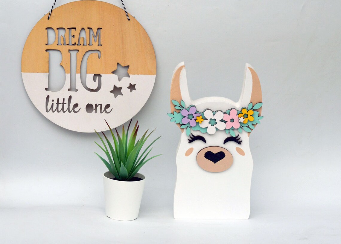 Cute Wooden Llama Nursery Decor Llama Birthday Party Llama - Etsy