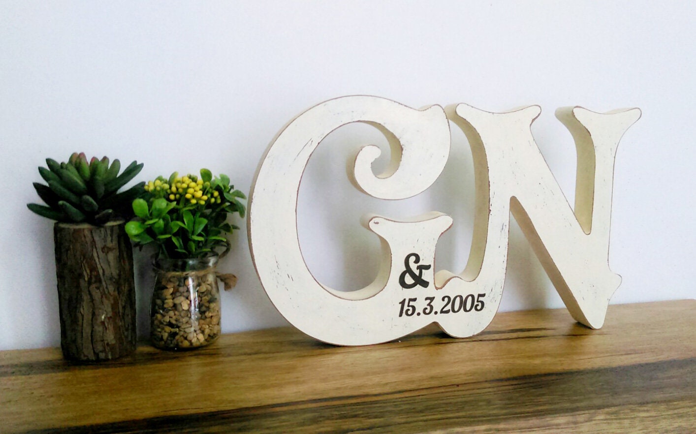 Wedding Initial Letters, Engagements Gift Idea, Wedding Date Letters ...