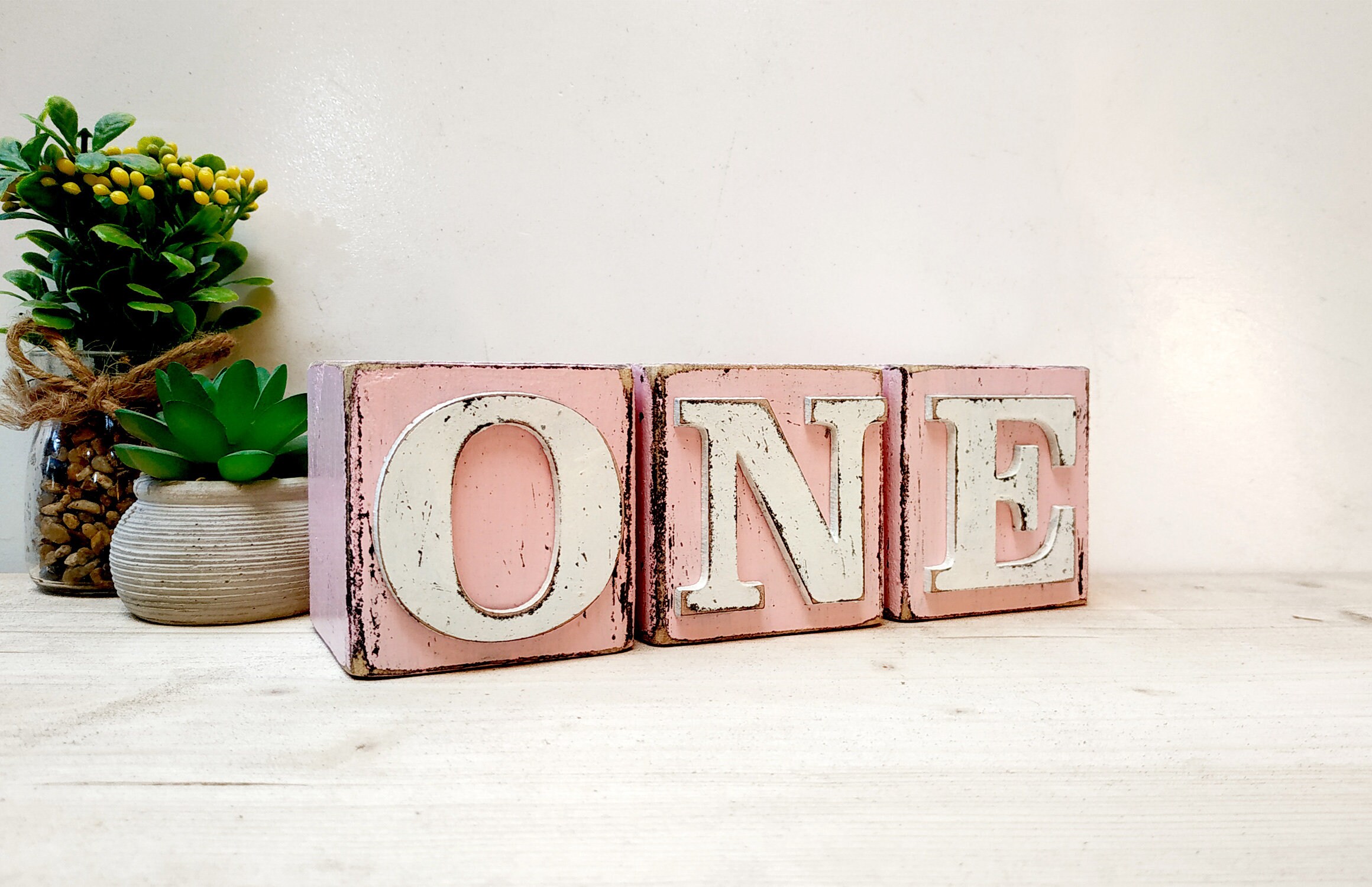 ONE Block Letters First Birthday Decoration Wooden ONE - Etsy