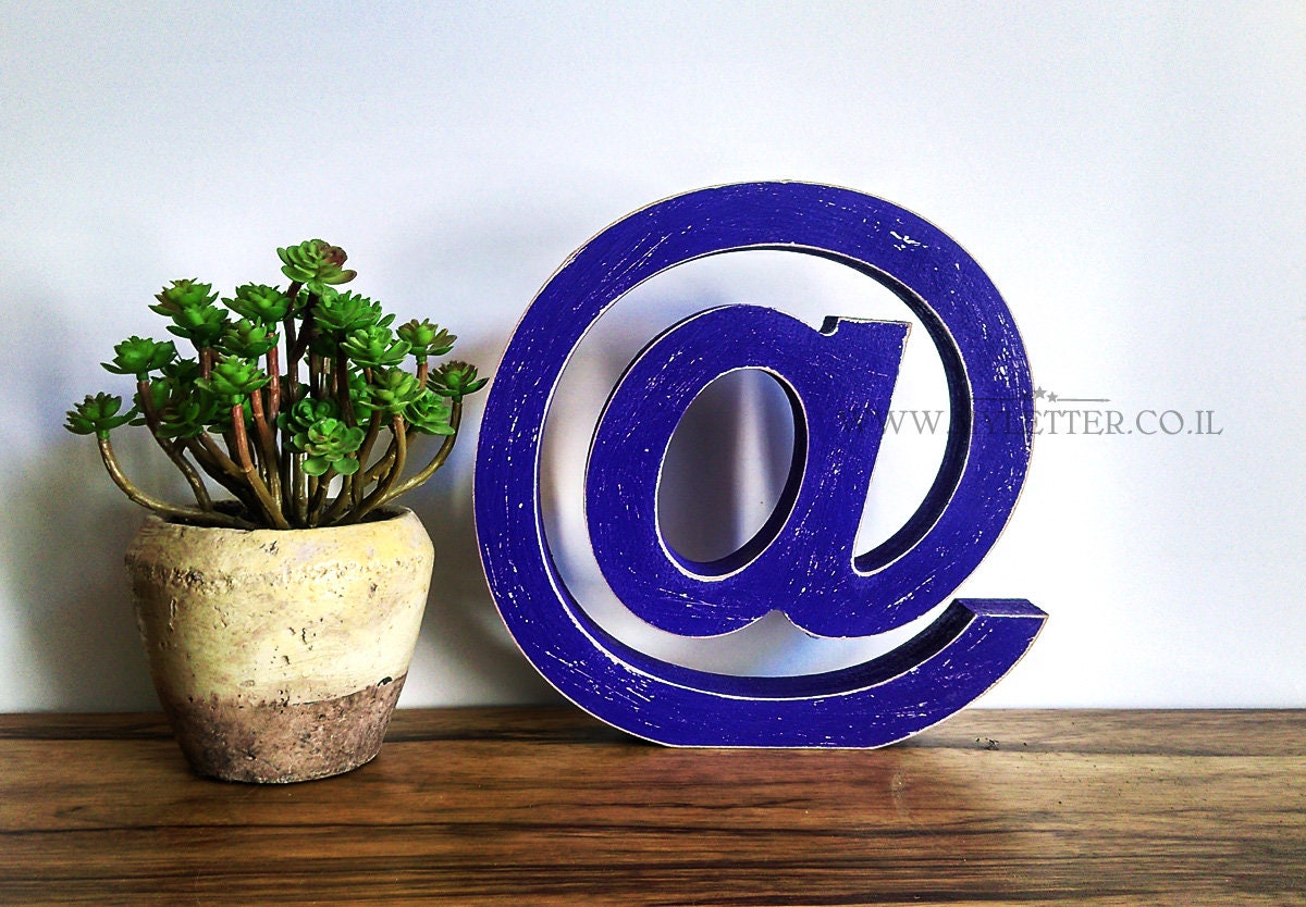 Wooden @ Sign Office Desk Decor, Free Standing at Symbol Gift for ...
