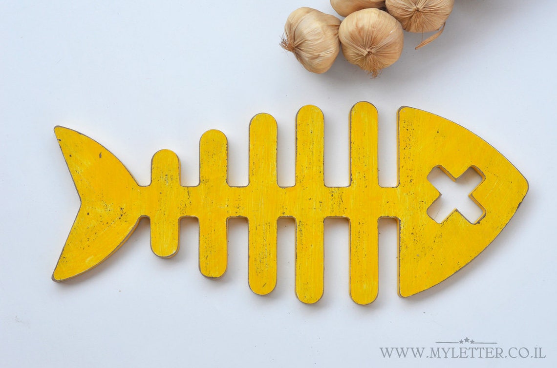 Fish Skeleton Sign Fishbone Cottage Decor Coastal Decor Indoor - Etsy