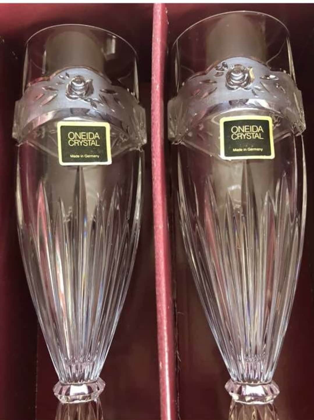 Oneida Southern Garden Crystal Champagne Flutes New & Unused in ...
