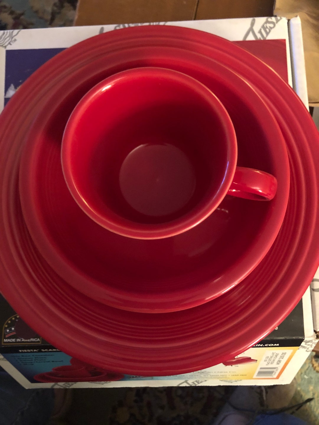 Homer Laughlin Fiesta Scarlet 4 Piece Place Setting in Original Box New ...