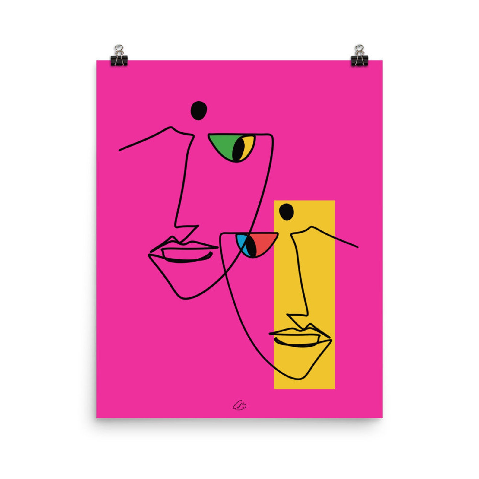 BINDI MONOLINE FACE Pop Art Minimal Illustration Pink - Etsy