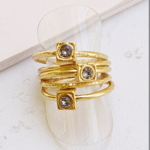 Crystal Ring Set, Gold Stackable Rings, Crystal Rings for Woman, Triple ...