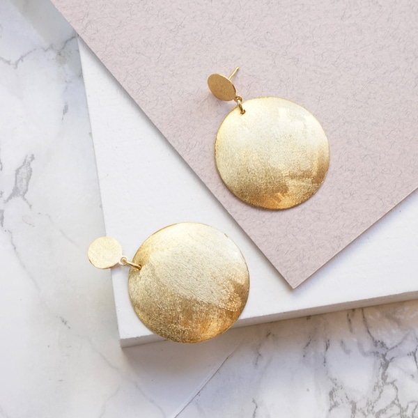 Gold Disc Earrings - Etsy