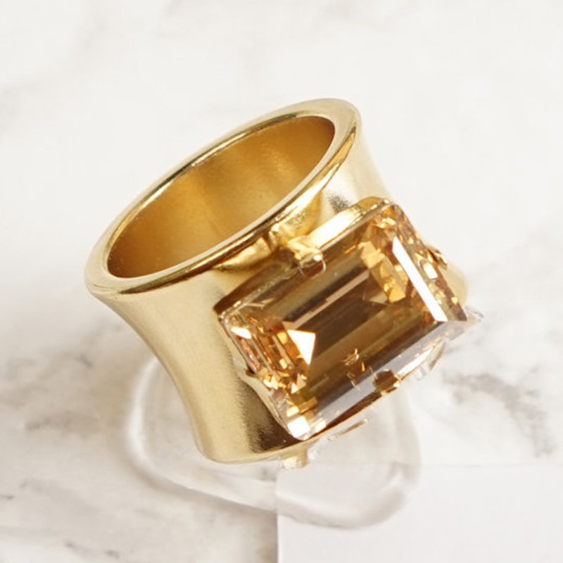 Gold Rings Women Big Stone - Etsy