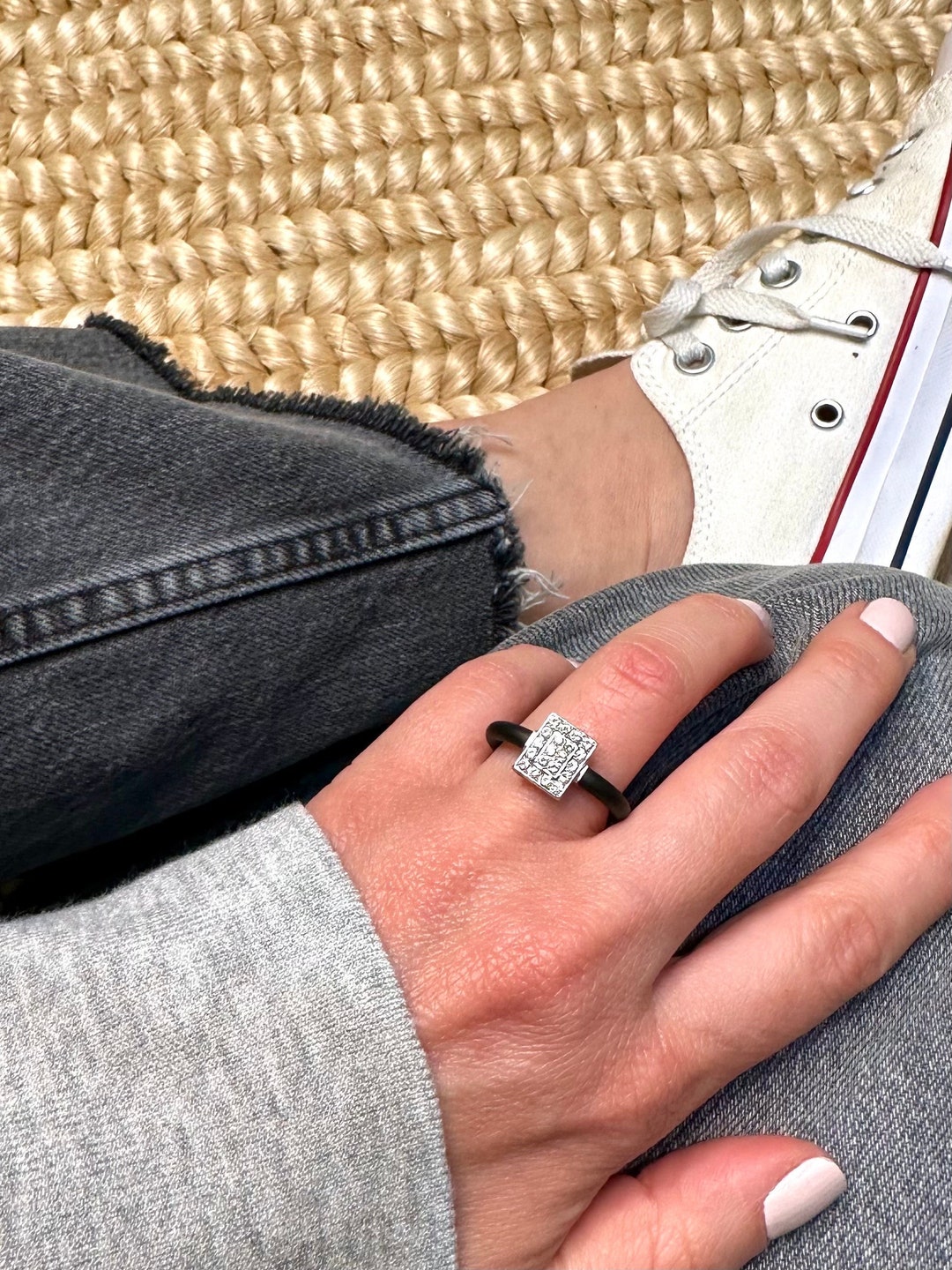 Clear Crystal Ring, Silicone Ring Women, Rubber Ring, Pave Stones Ring ...