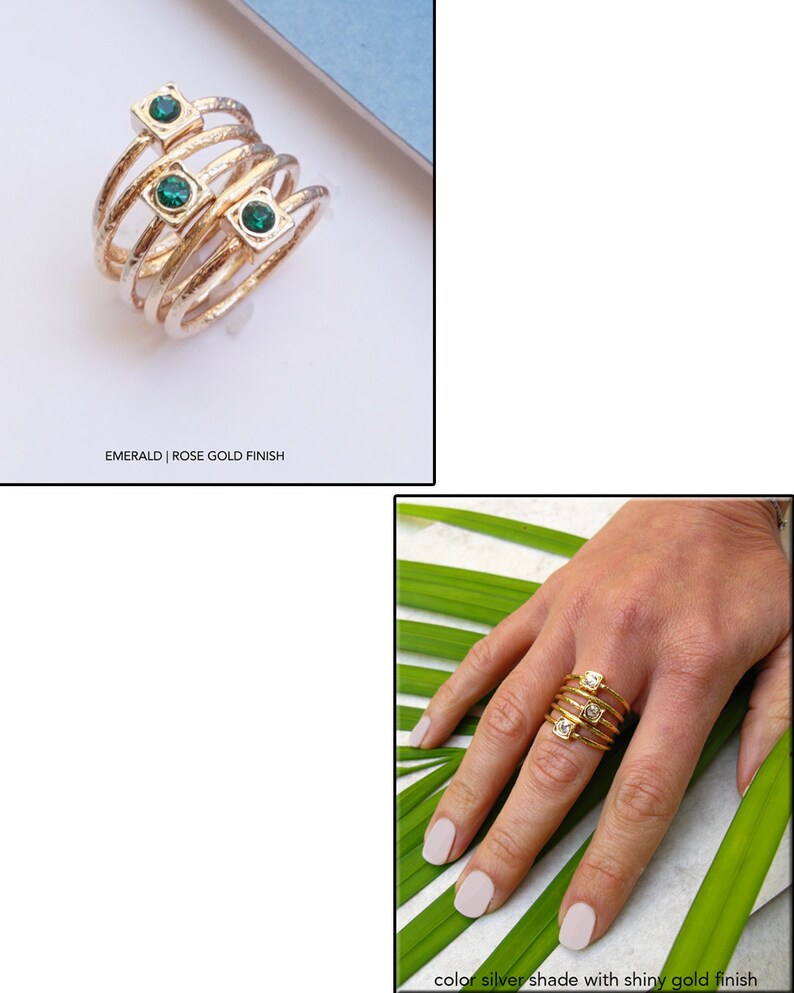 Crystal Ring Set Gold Stackable Rings Swarovski Rings for - Etsy