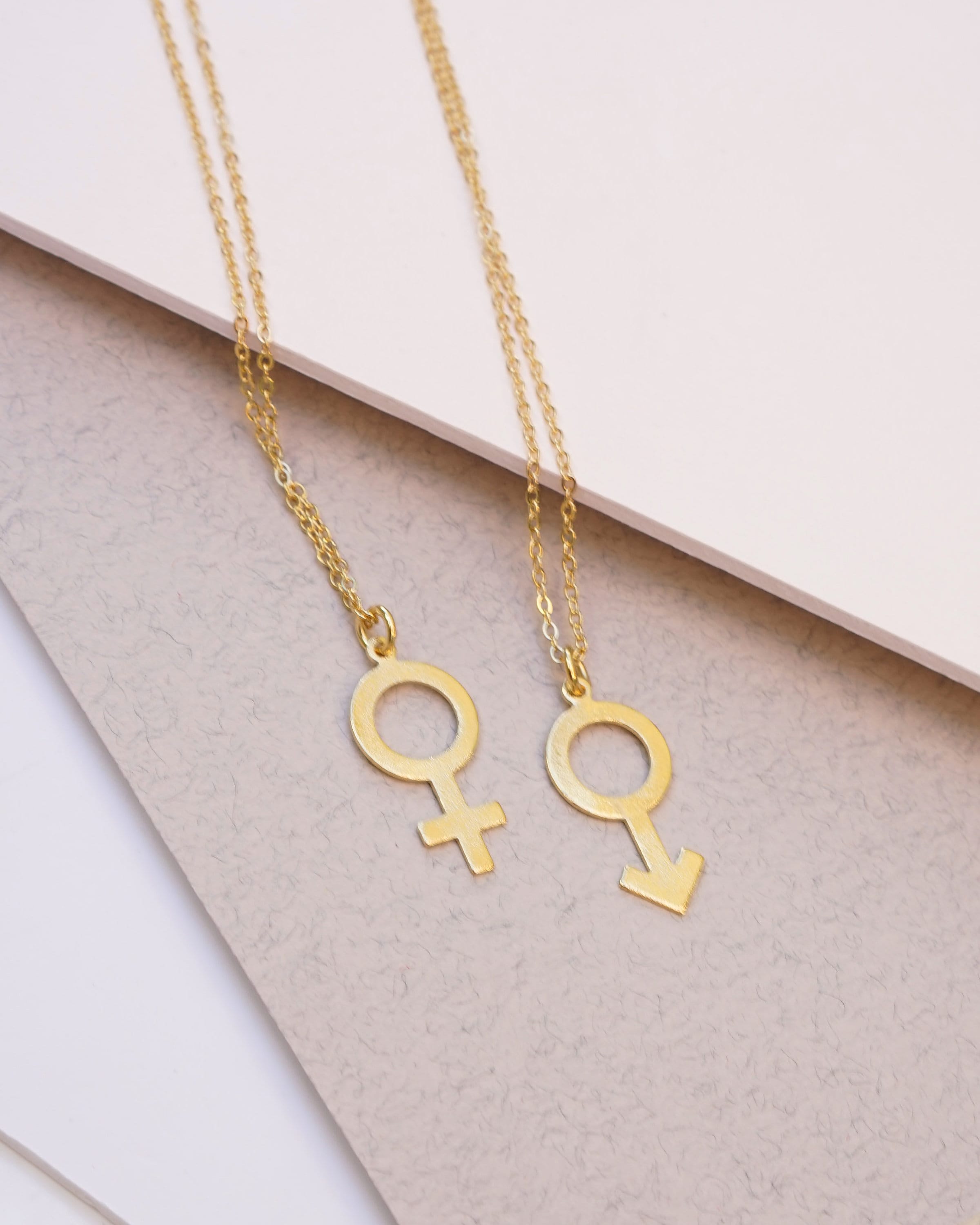 Couples Necklace Set, Mars Venus Symbol Necklace, Man Woman Charm ...
