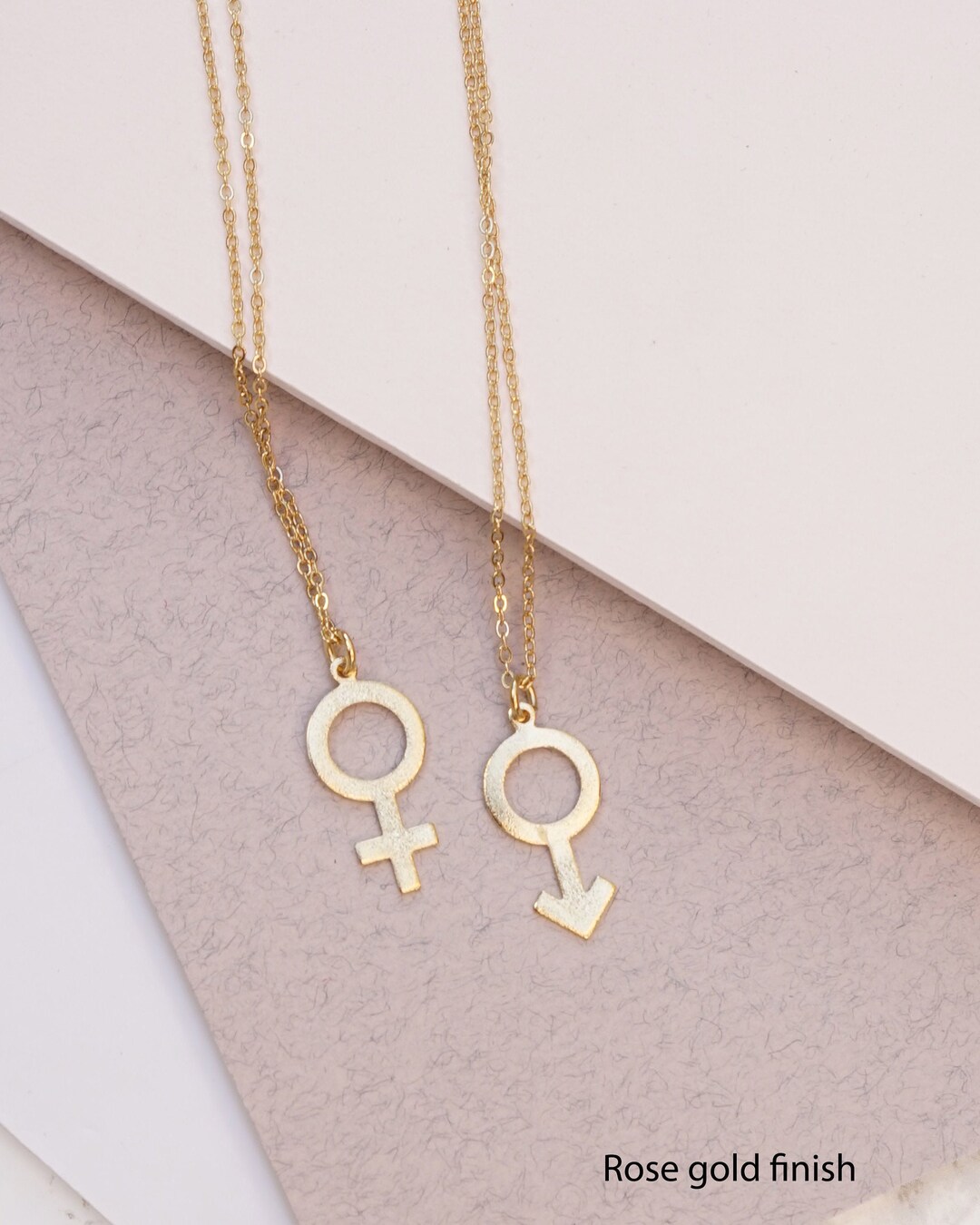 Couples Necklace Set, Mars Venus Symbol Necklace, Man Woman Charm ...