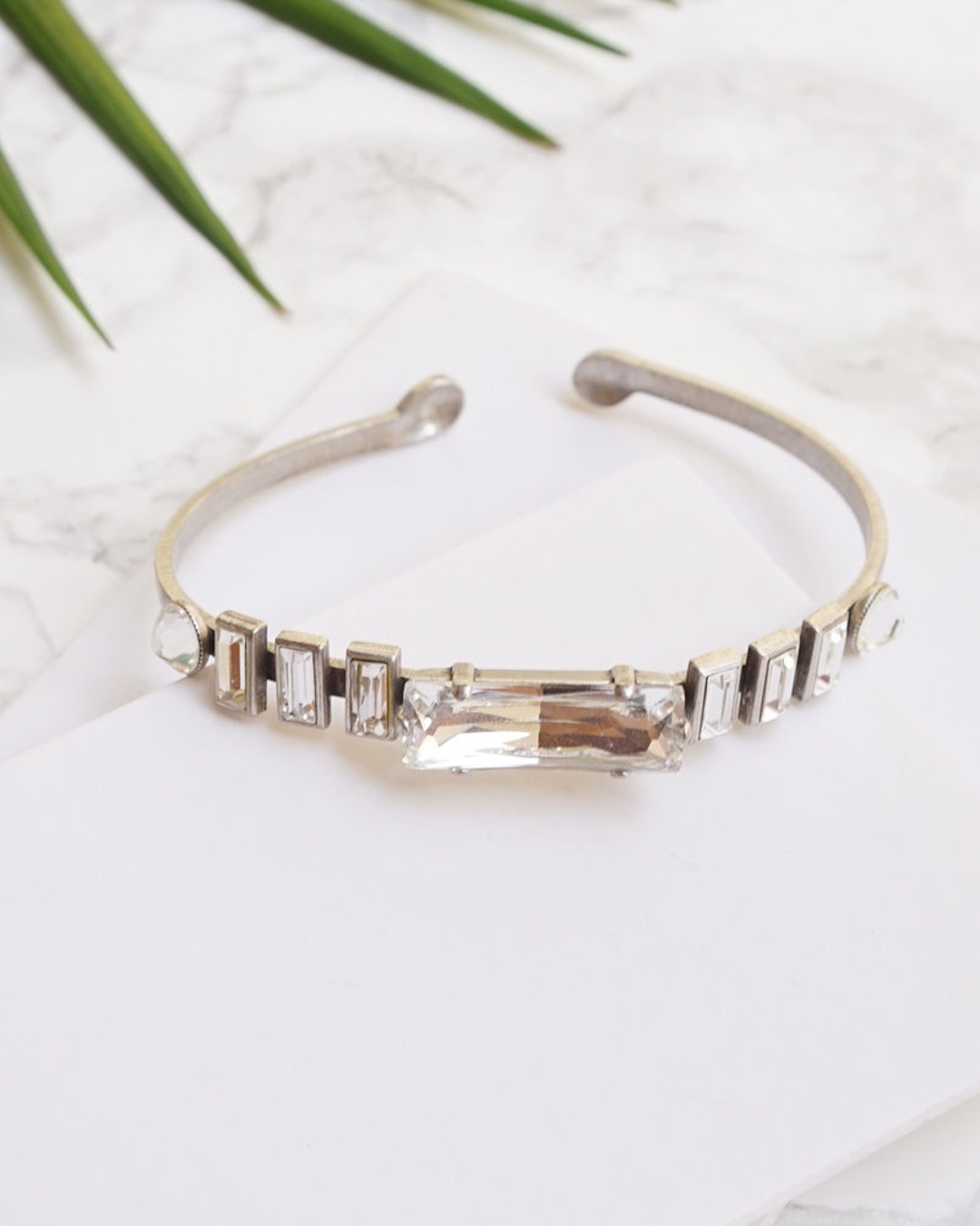 Silver Cuff for Women, Chunky Cuff, Bridal Crystal Cuff, Bridesmaids ...