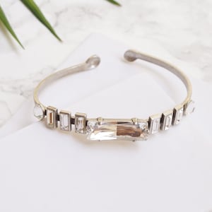 Silver Cuff for Women, Chunky Cuff, Bridal Crystal Cuff, Bridesmaids ...