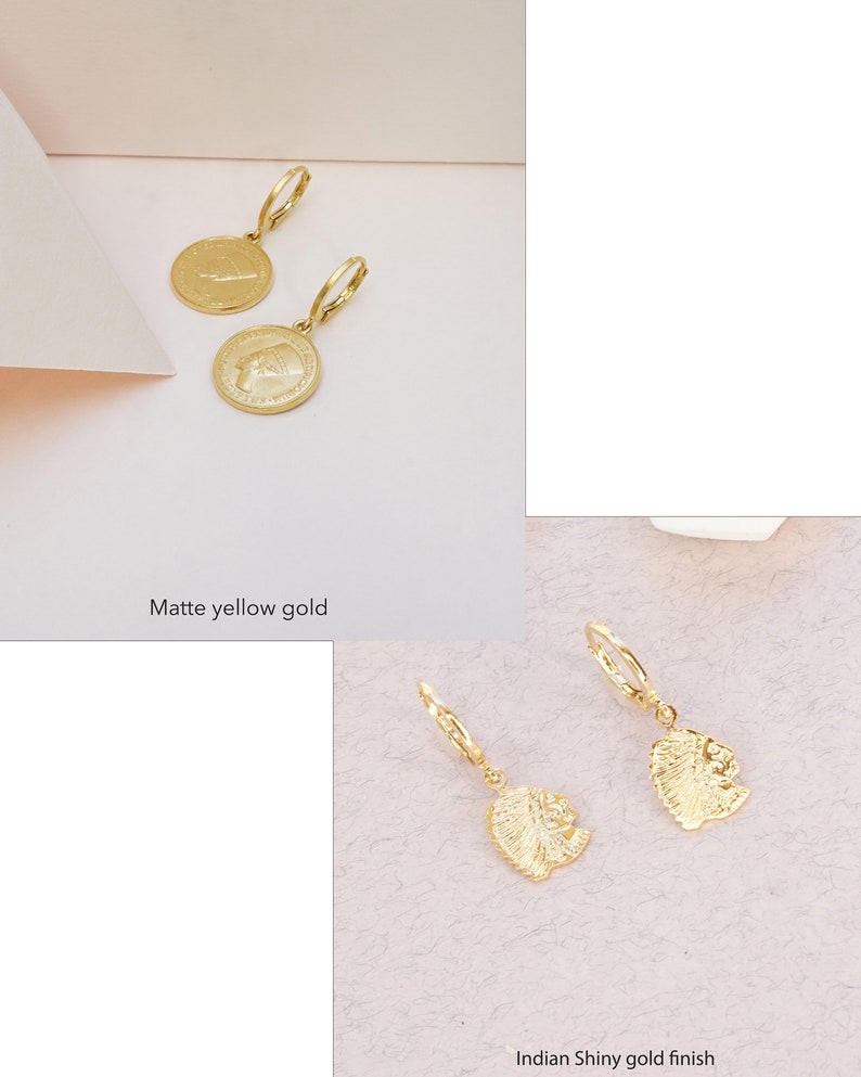 Coin Earrings Gold Coin Earrings Medallion Earring Coin - Etsy