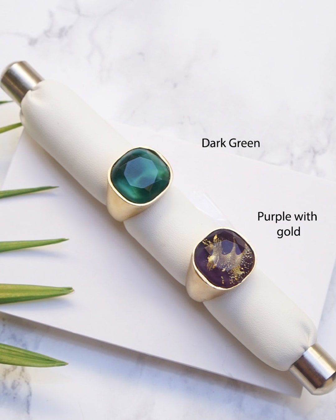 Chunky Rings for Women, Opal Ring, Big Crystal Ring, Green Stone Ring ...