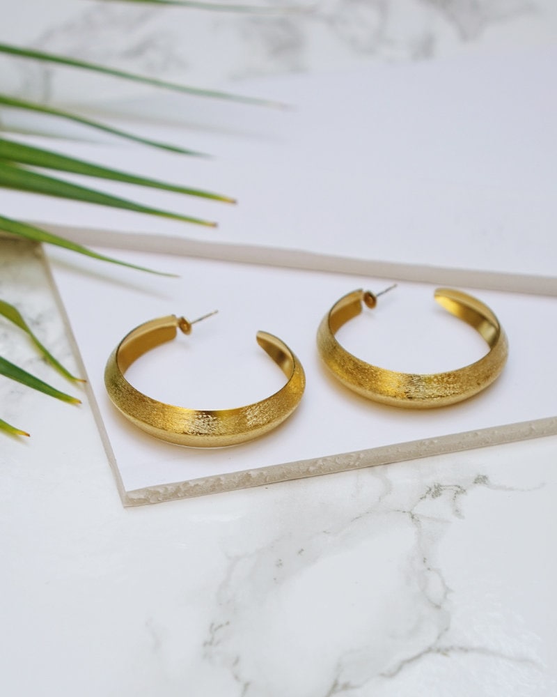 Thick Gold Hoops Wide Earrings Hoop Big Hoops Gold Chunky - Etsy