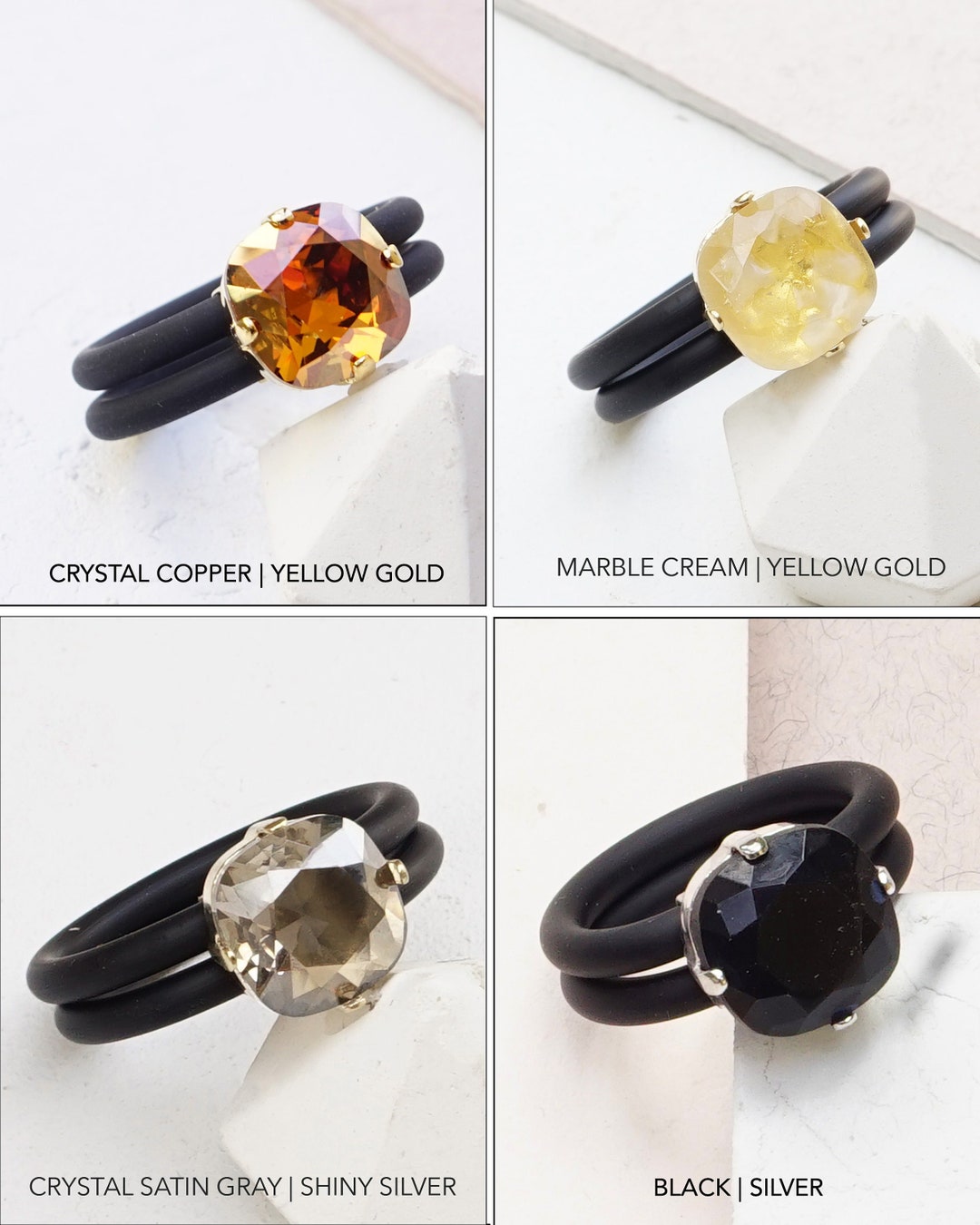 Silicone Ring With Stone, Gold Silicone Ring Band, Wedding, Rubber Band ...