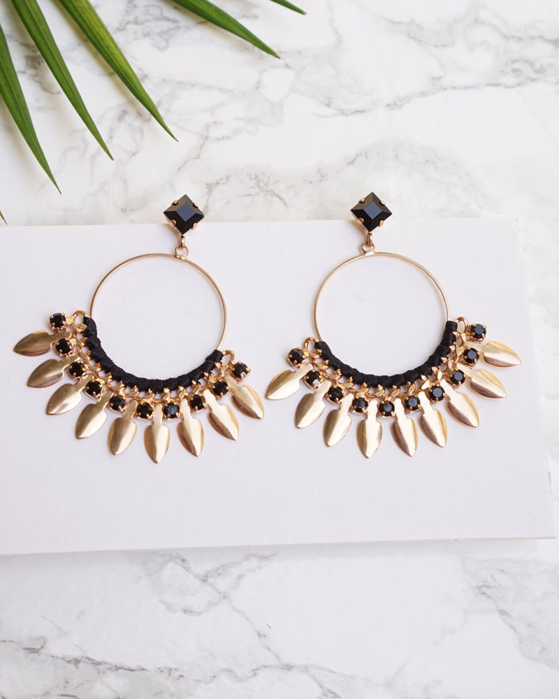 Gypsy Hoops, Gold Hoops Earrings, Hoop Drop Earrings, Unique Earrings ...