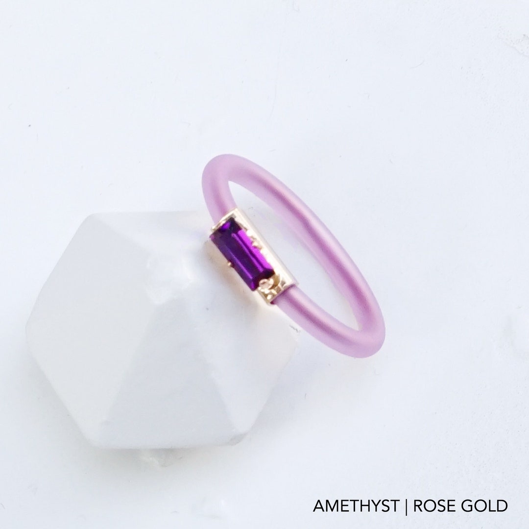 Purple Stone Ring, Purple Silicone Rings, Engagement Ring, Rubber Ring ...