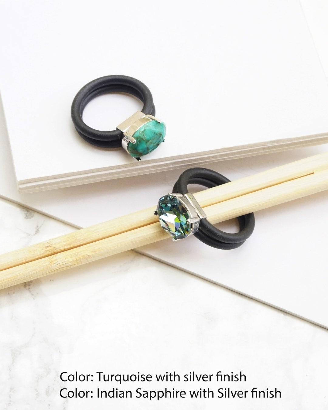 Silicone Rings With Stone, Rubber Ring Band, Blue Ring, Silicone ...