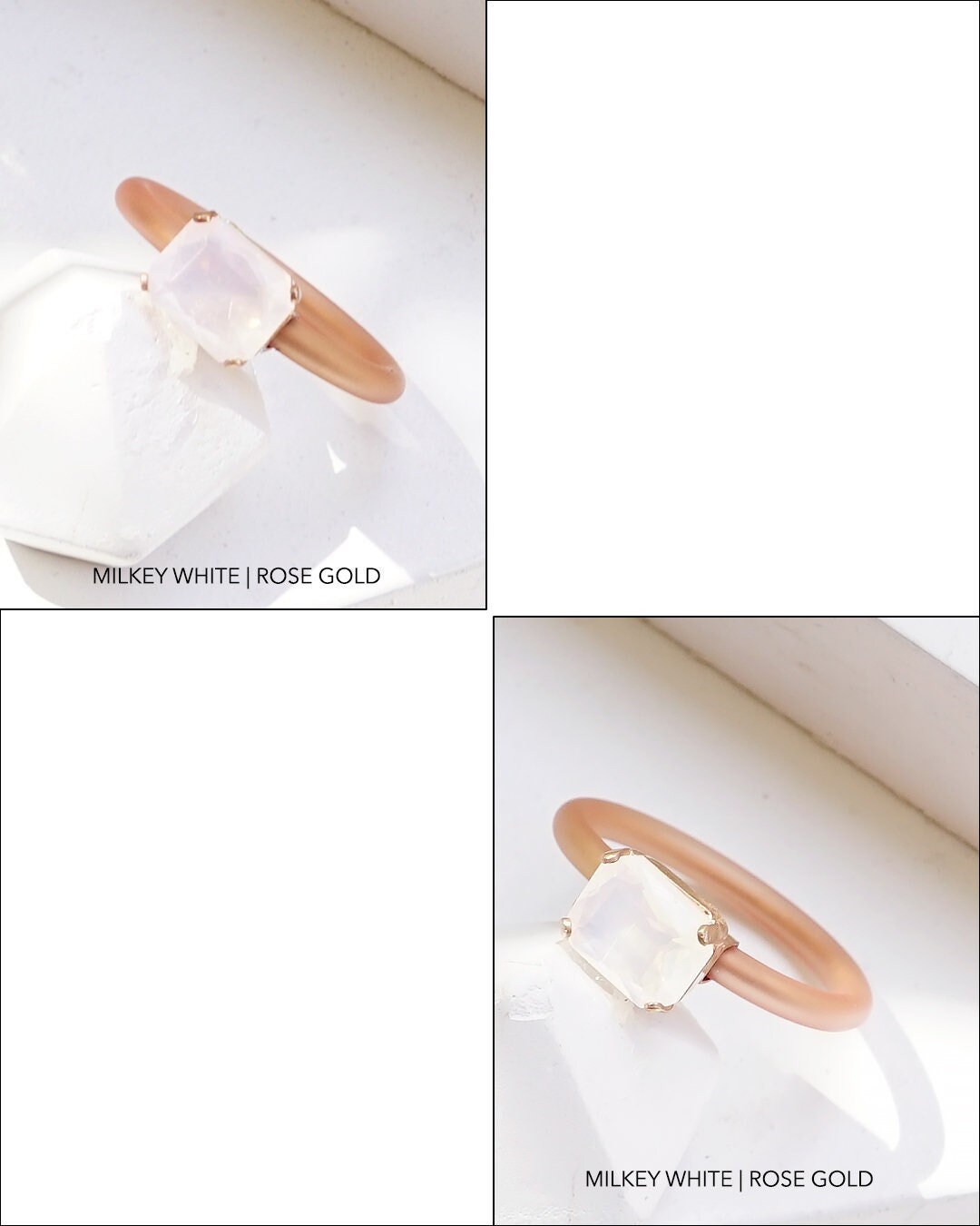 White Stone Ring, Silicone Ring for Women, Rubber Ring, White Ring ...