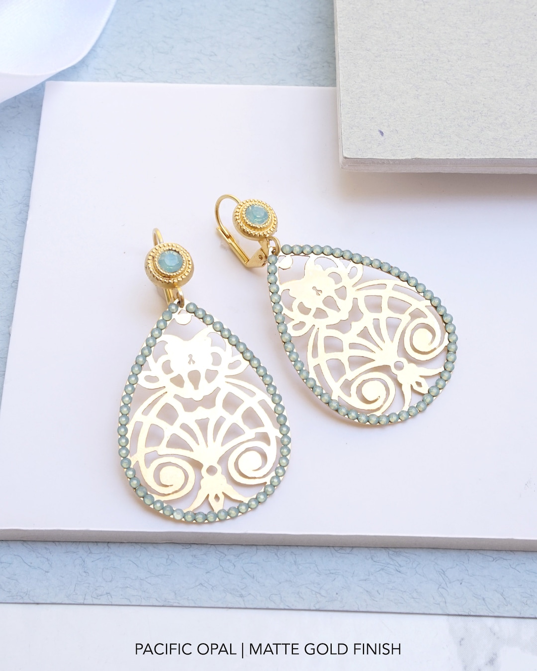 Persian Earrings, Gold Chunky Earrings, Crystal Earrings, Gold Persian ...