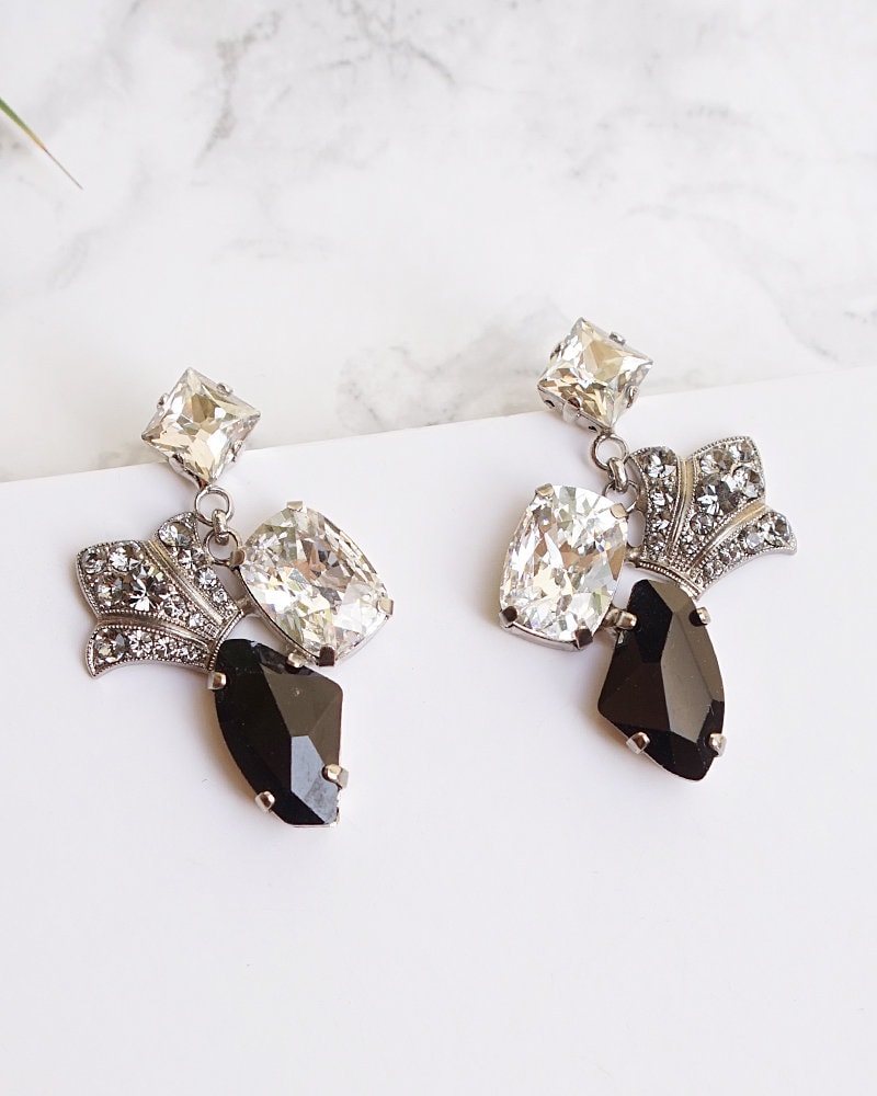 Black Earrings for Women Black Chandelier Earrings Wedding - Etsy