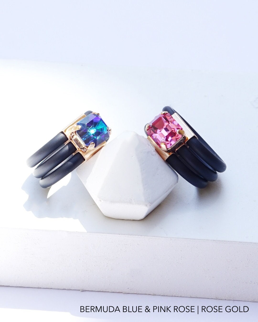 Triple Band Ring, Silicone With Stone, Silicone Ring, Silicone Ring for ...