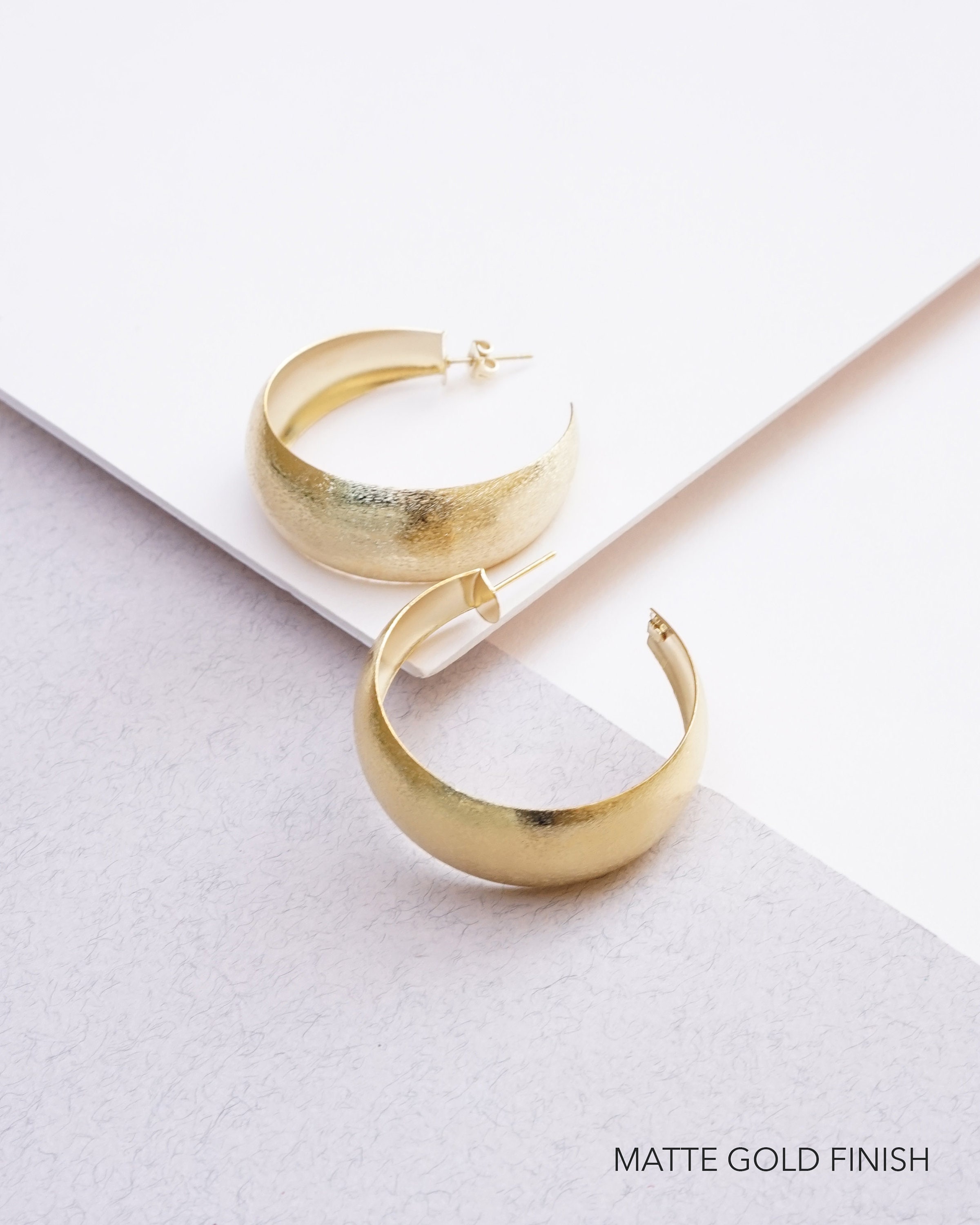 Chunky Hoop Earrings Chunky Earrings Thick Gold Hoop | Etsy