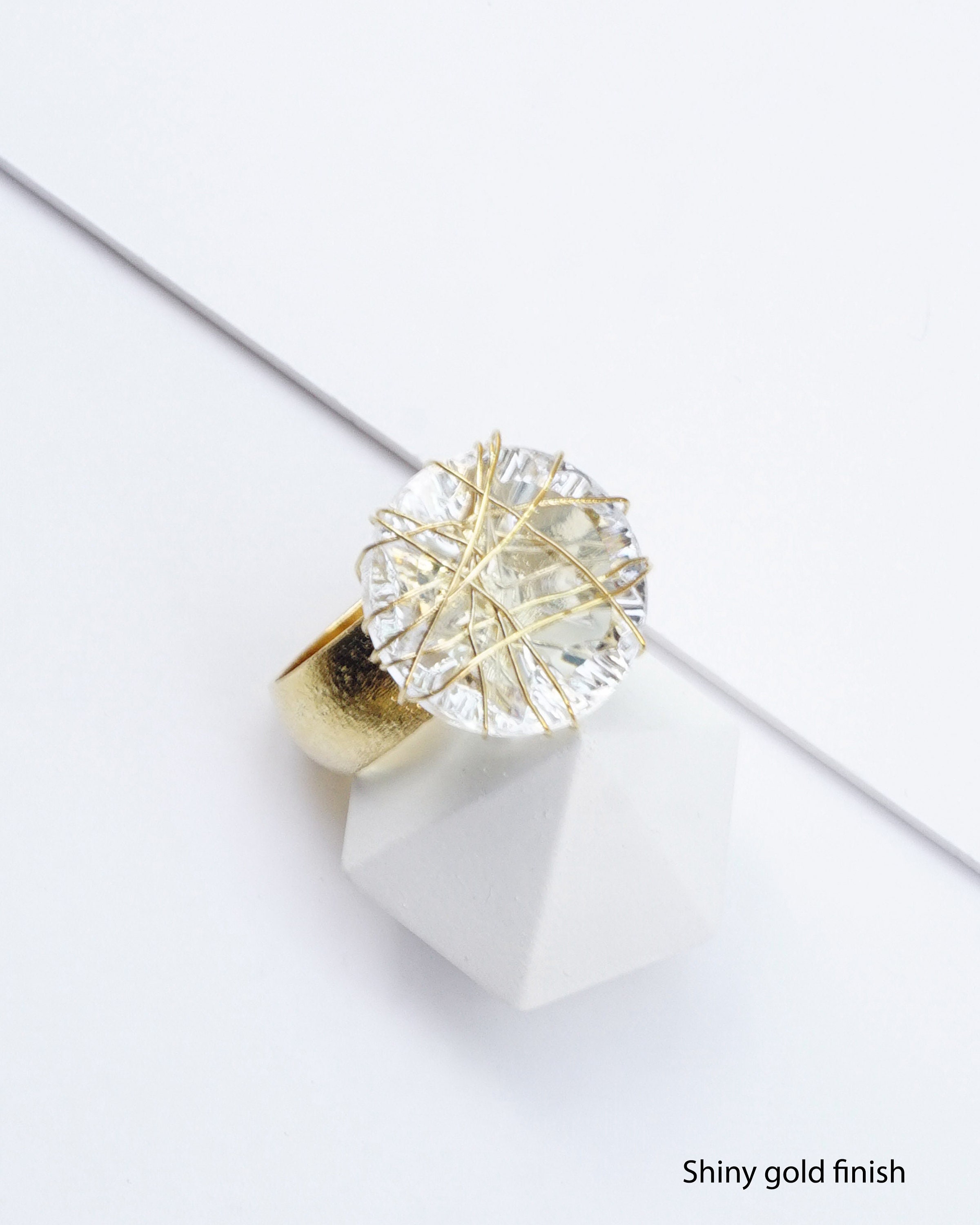 Clear Crystal Stone Rings for Woman Modern Ring Gold - Etsy