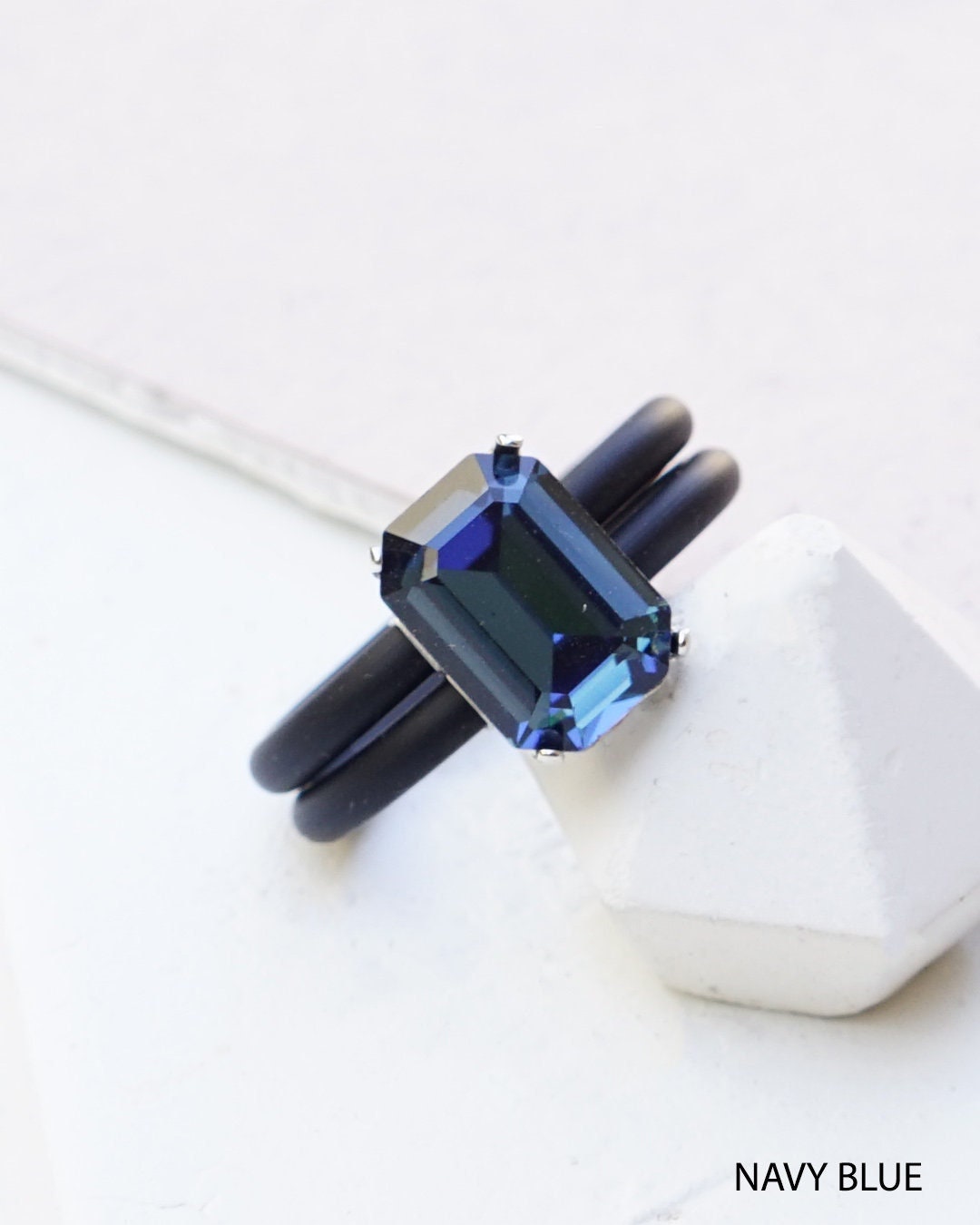 Blue Silicone Ring With Stone, Engagement Silicone Ring, Women, Rubber ...