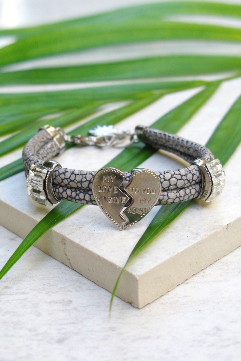 Broken Heart Jewelry Leather Bracelets for Women Friendship - Etsy