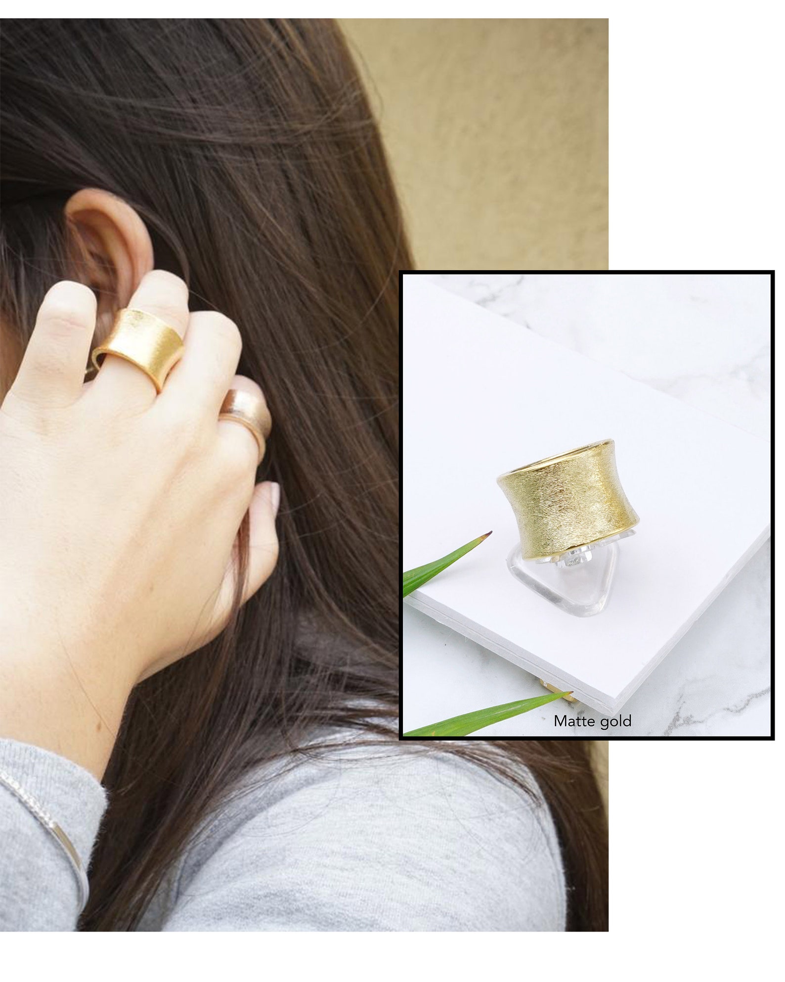 Wide Band Ring Thick Band Ring Gold Rings for Women Plain - Etsy