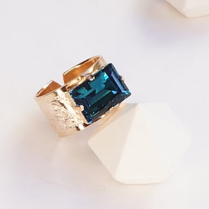 Large Rings for Women Thick Wide Silver Ring Band Emerald | Etsy