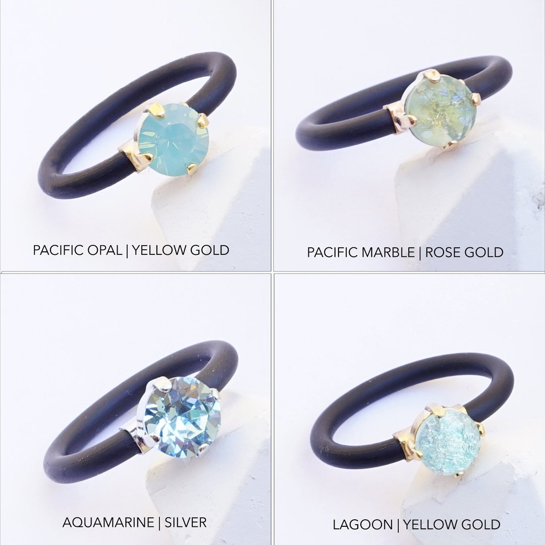 Lagoon Stone Ring, Silicone Ring With Stone for Women, Silicone Ring ...