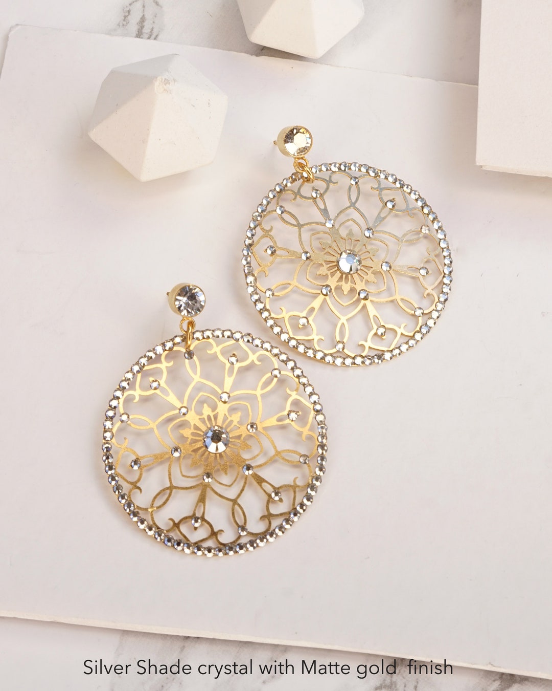 Crystal Earrings for Women, Lightweight Earrings, Gold Statement ...
