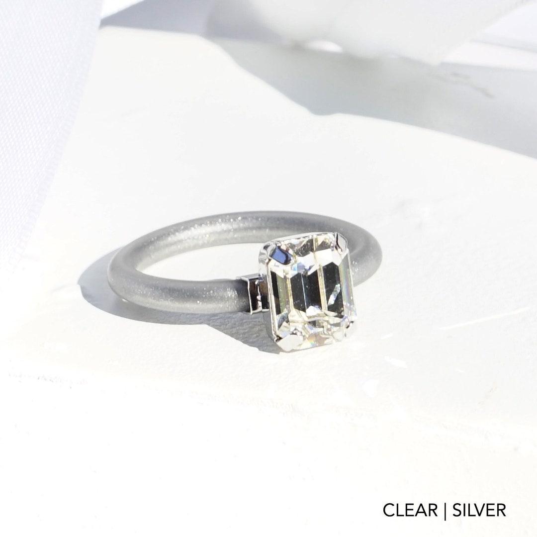 Silicone Rings for Women, Silicone Rings With Stones, Silver Silicone ...