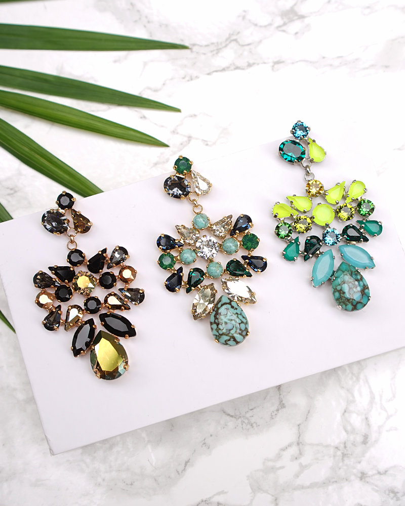 Turquoise Chandelier Earrings, Dangle Statement Earrings, Large Wedding ...