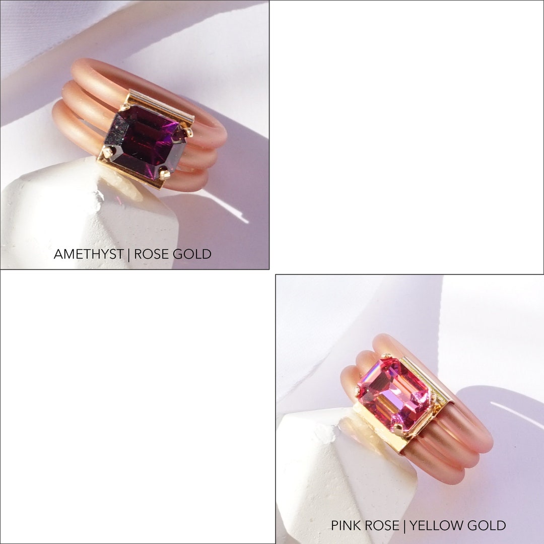 Silicone Stone Ring, Silicone Rings Women With Stone, Pink, Rubber Band ...