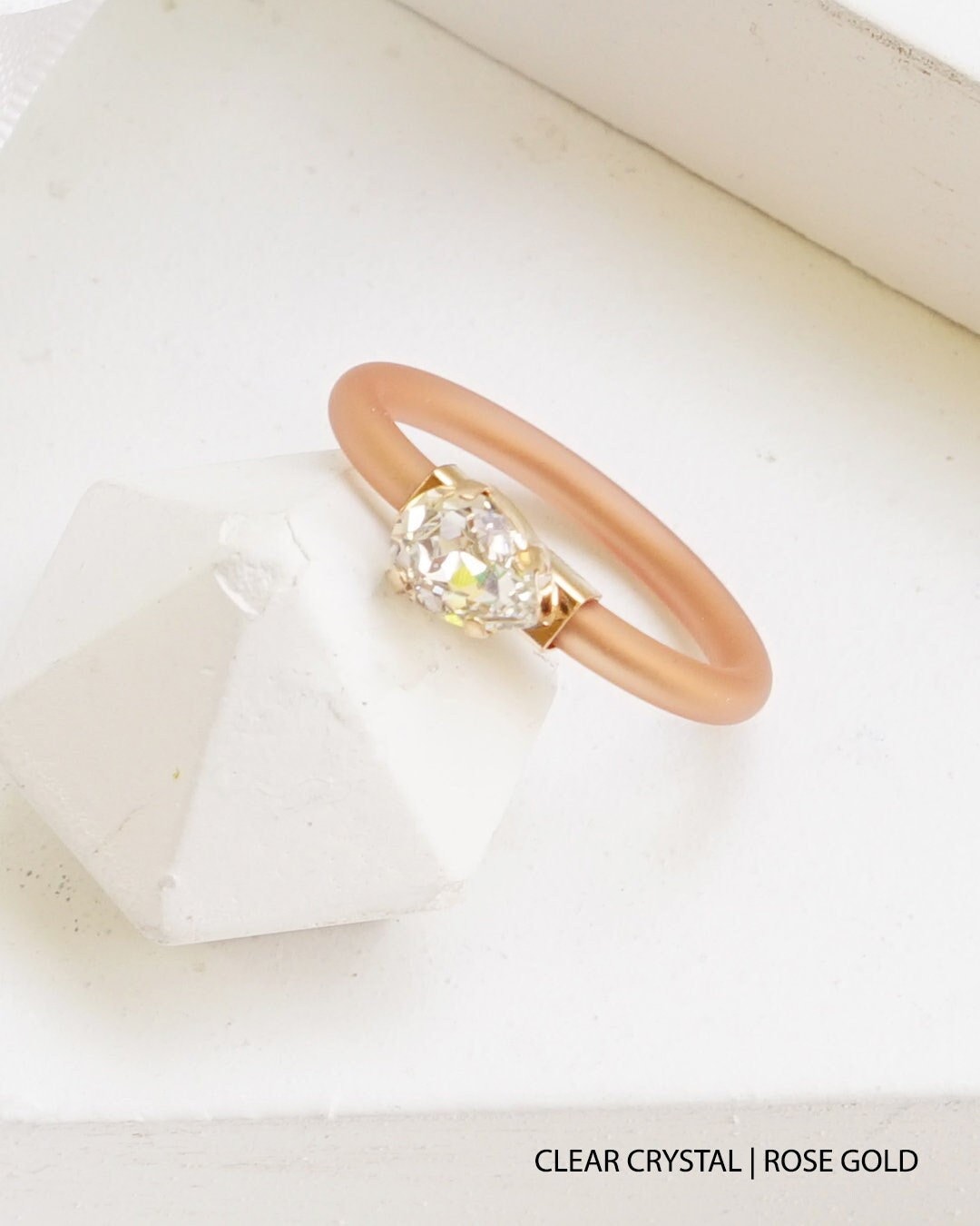 Silicone Rings for Women, Silicone Ring With Stone, Rose Gold Silicone Ring, Rubber Wedding Ring ...