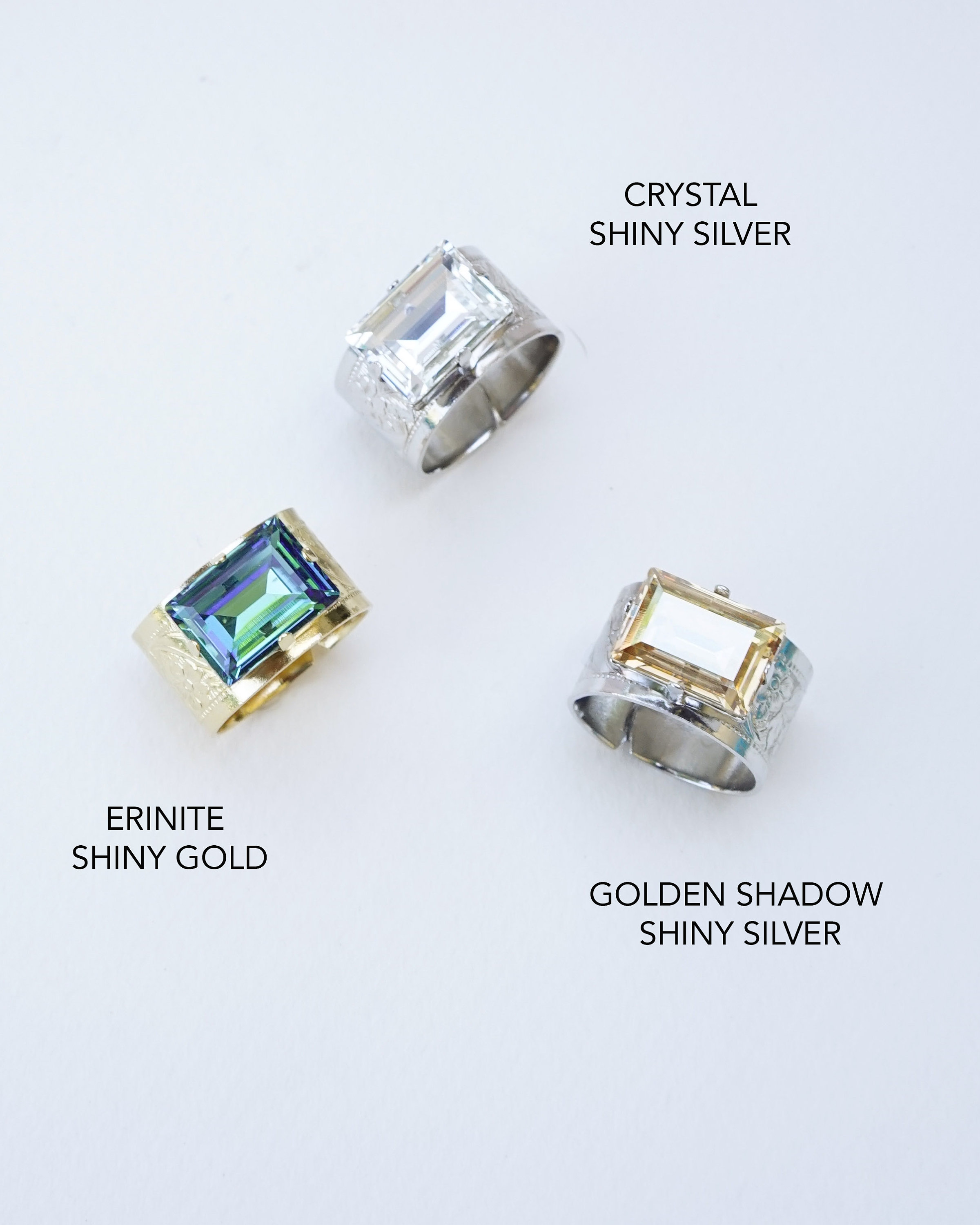 Large Rings for Women, Thick Wide Silver Ring Band, Emerald Cut Ring ...