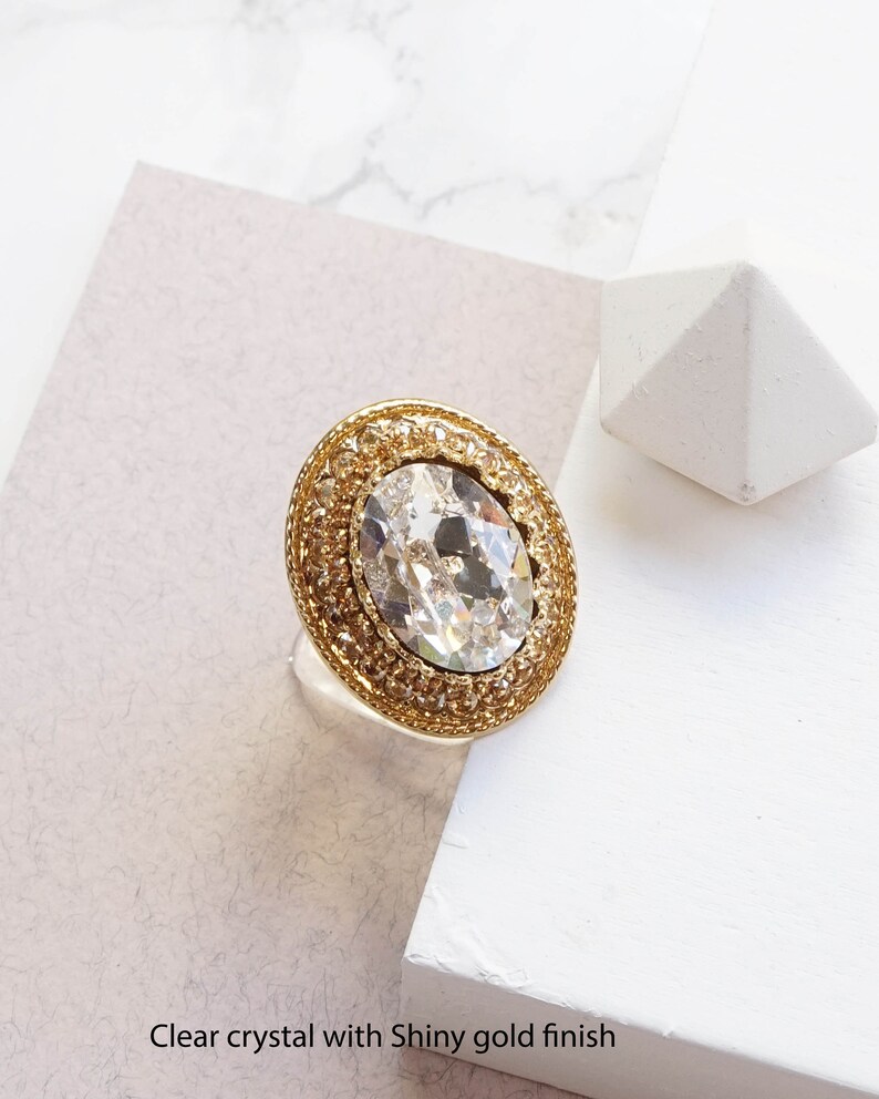 Green Cocktail Ring for Women Emerald Rings Gold Ring Big - Etsy